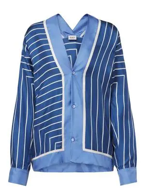 TOD'S Striped Silk Shirt - Blue