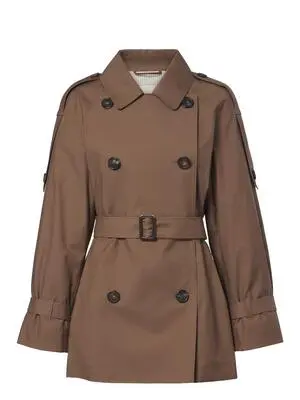 Max Mara Cropped Cotton-blend Twill Trench Coat - Brown