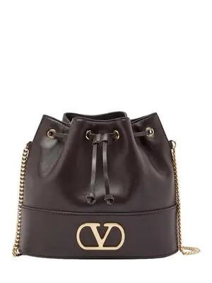 Valentino Garavani Vlogo Mini Leather Bucket Bag - Brown