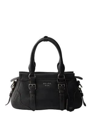 Prada Large Leather Tote Bag - Black