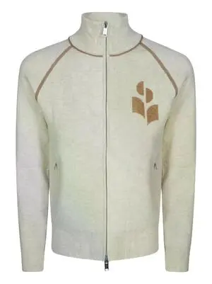 Isabel Marant Étoile Logo Intarsia Zip-up Cardigan - Neutrals