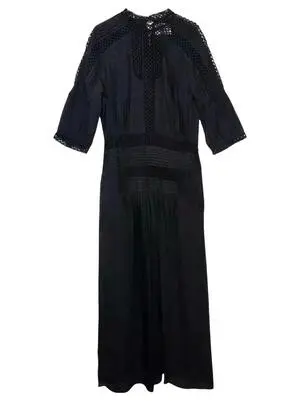 MARANT ETOILE Guipure Lace Pintuck Maxi Dress - Black