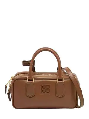 Miu Miu Arcadie Leather Satchel Bag - Brown