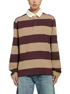 Moncler Striped Long-sleeve Polo Shirt - Brown