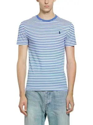 Polo Ralph Lauren Striped Embroidered-logo T-shirt - Blue