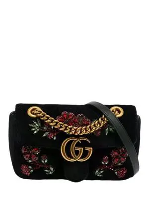 GUCCI Gucci GG Marmont Crystal Embellished Shoulder Bag
