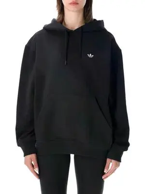 Adidas Logo Embroidered Hoodie - Black