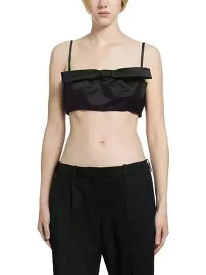 Givenchy Satin Cropped Blouse With Bow Detail - Black