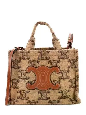 Celine Cabas Thais Triomphe Wool Small Tote Bag - Brown