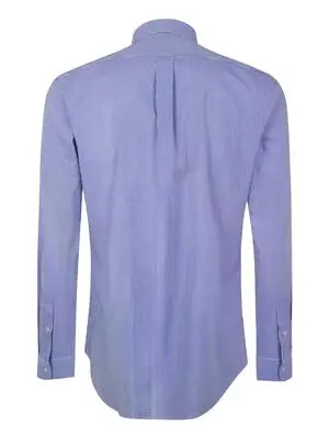 Polo Ralph Lauren Hairline-stripe Embroidered-logo Shirt - Blue