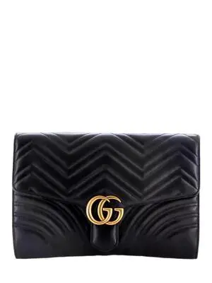 Gucci Gg Marmont Matelassé Leather Clutch Bag - Black