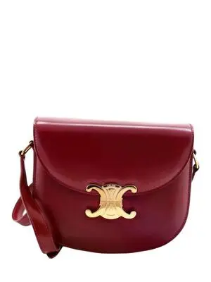 Celine Triomphe Besace Clea Leather Shoulder Bag - Red