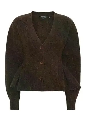ROTATE BY BIRGER CHRISTENSEN Peplum Hem V-Neck Cardigan