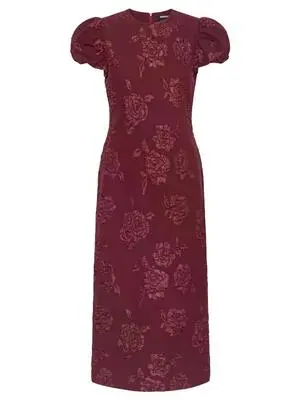 ROTATE BY BIRGER CHRISTENSEN Jacquard Midi Puffy Dress - Red
