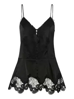 ROTATE BY BIRGER CHRISTENSEN Lace Trimmed Camisole Top - Black