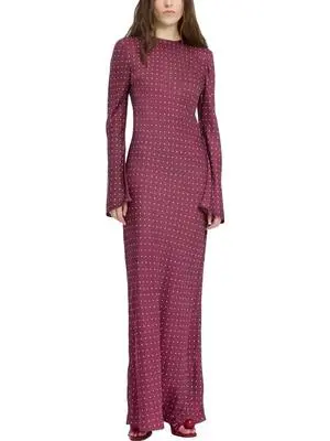 ROTATE BY BIRGER CHRISTENSEN Dot Satin Maxi Dress - Red