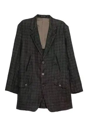 YOHJI YAMAMOTO Linen Twill Plaided Pocket Jacket