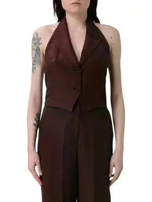 HANITA Halterneck Notched-lapel Waistcoat - Red