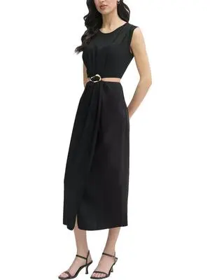 GAUDI Cut-out Buckled Midi Dress - Black