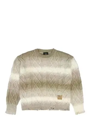 HTC LOS ANGELES Cable Knit Distressed Sweater - Neutrals
