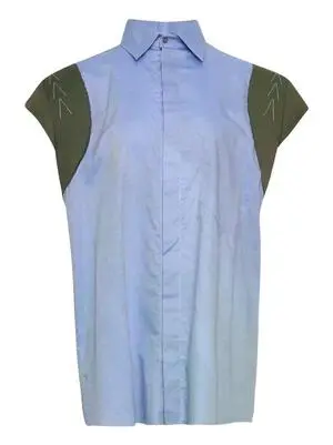 SONIA CARRASCO Contrast Panel Raw Edge Shirt - Blue