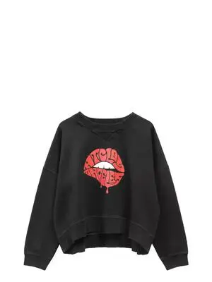HTC LOS ANGELES Lips-print Studded Sweater - Black
