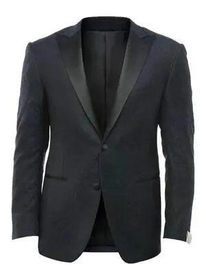 Corneliani Jacquard-pattern Satin-lapel Blazer - Blue