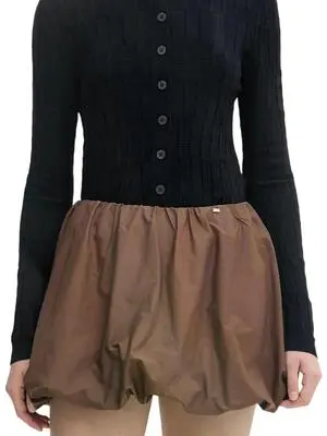 GAUDI Gathered Puff-hem Mini Skirt - Brown
