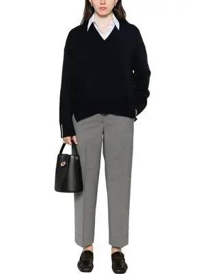 Peserico Ribbed V-neck Jumper - Blue