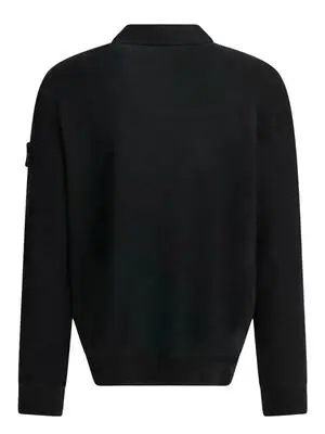 Stone Island Logo-patch Button-up Polo Shirt - Black
