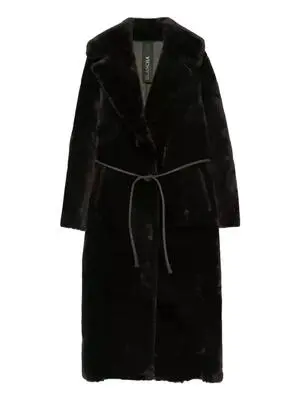 BLANCHA Belted Buttoned Coat - Brown