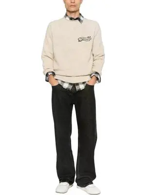 Dsquared2 Logo Patch Raglan Sleeve Sweater - Neutrals