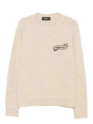 Dsquared2 Logo Patch Raglan Sleeve Sweater - Neutrals
