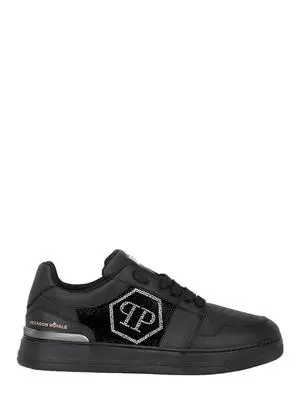 Philipp Plein Crystal Embellished Lo-top Sneakers - Black