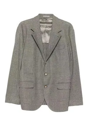 Brunello Cucinelli Prince Of Wales Check-pattern Blazer - Grey