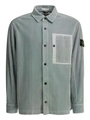 Stone Island Compass-motif Corduroy Shirt Jacket - Grey