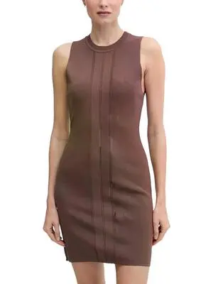 GAUDI Sleeveless Pointelle-knit Mini Dress - Brown