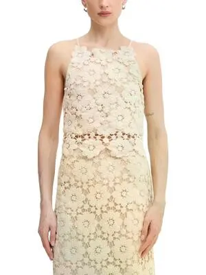 Bardot Veneta Crochet-knit Halterneck Top - Neutrals