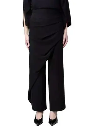 HANITA Draped-panel Palazzo Trousers - Black