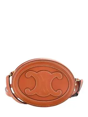 Celine Triomphe Oval Leather Mini Crossbody Bag - Brown
