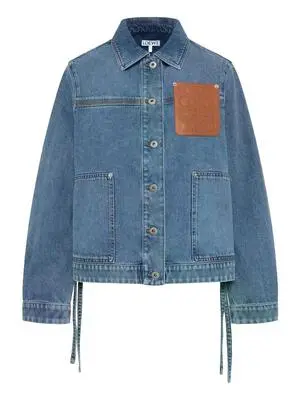 Loewe Anagram Patch Leather Jacket - Blue