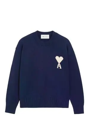 AMI Paris Ami De Coeur Intarsia-Knit Sweater Blue
