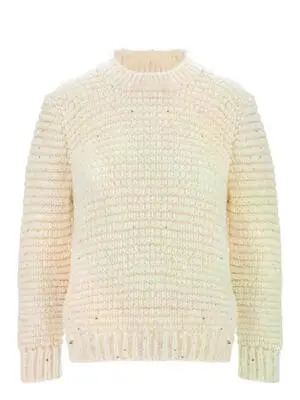Herno Sequin Embellished Corncob Stitch Sweater - Neutrals