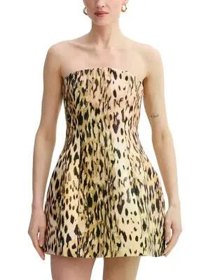 Bardot Florine Leopard-print Strapless Mini Dress - Neutrals