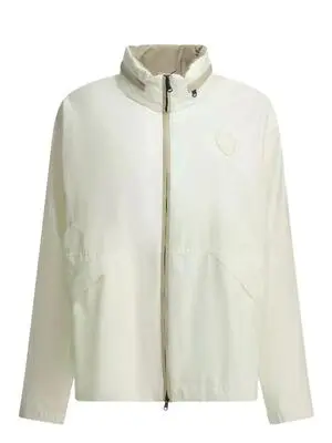 Brunello Cucinelli Zip-up Raincoat With Logo Patch - Neutrals