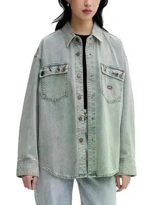 Miss Sixty Embellished Denim Shirt Jacket - Blue