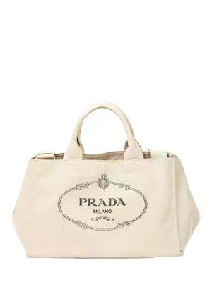 Prada Logo Print Tote Bag - Neutrals