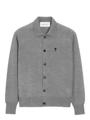 AMI Paris De Coeur Long-sleeve Cardigan - Grey