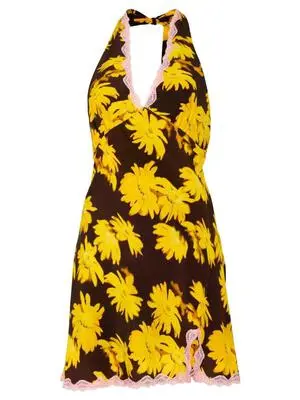 Staud Lucca Floral-print Mini Dress - Brown