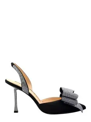 KAT MACONIE Crystal-embellished Bow Slingback Pumps - Black